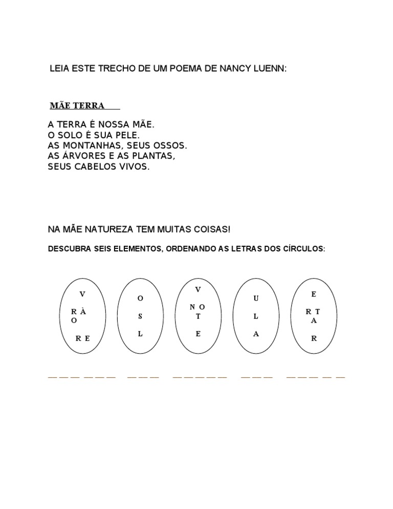 Poema "Mãe Terra" de Nancy Luenn | PDF