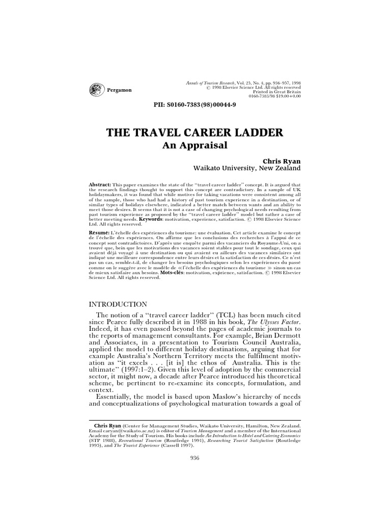 Ryan 1998 Travel Career Ladder | PDF | Self Actualization | Motivation