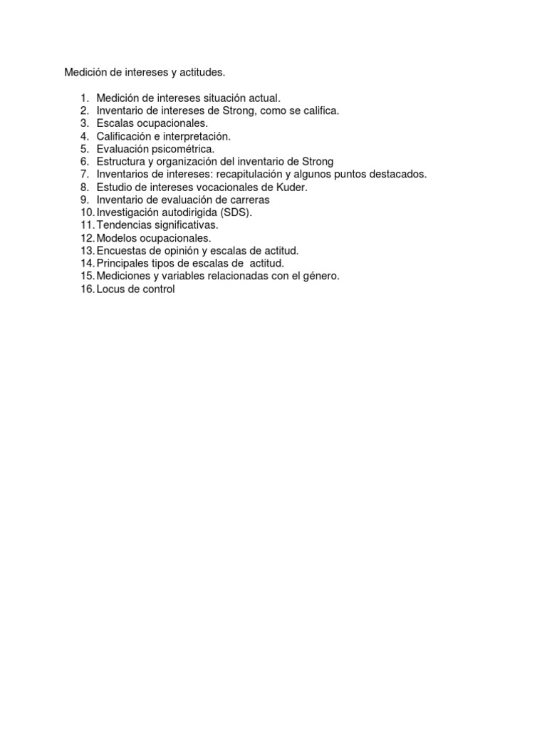 Guía #13 Medición de Intereses y Actitudes | PDF