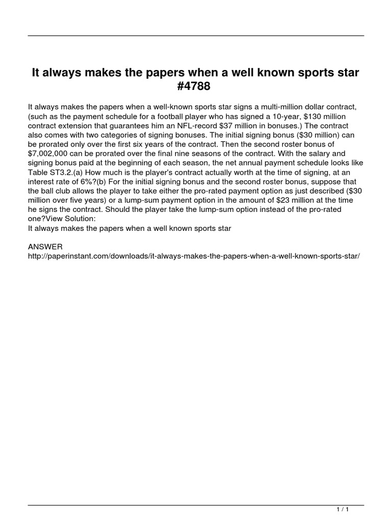 It Always Makes The Papers When A Well Known Sports Star | PDF