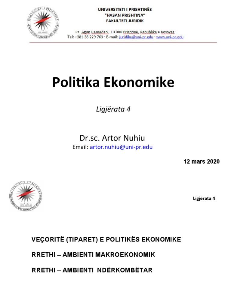 Ligjerata Politika Ekonomike - Java 4 (12.03.2020) | PDF