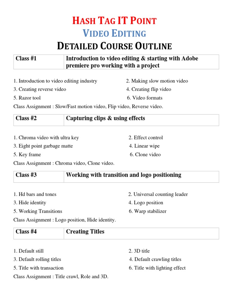 Video Editing Course Module | PDF | Rgb Color Model | Display Technology