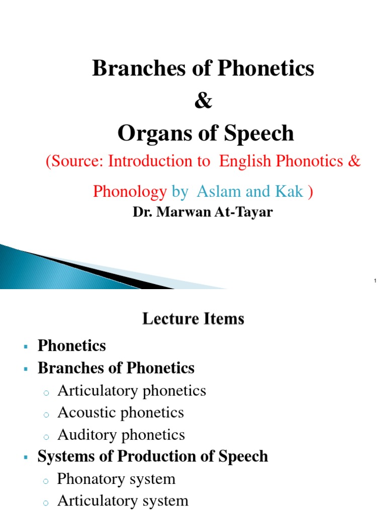 1 Branches of Phonetics and Organs of Speech 2021 | PDF | Larynx ...