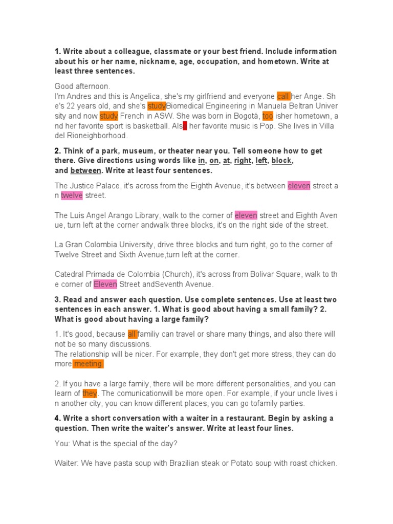 Writing Exams ASW | PDF | Cuisine | Foods