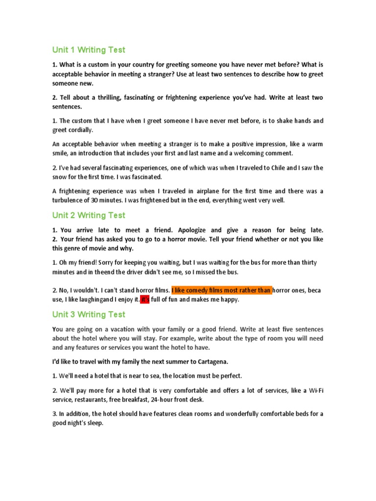 Writing Exams ASW 2 | PDF | Extraversion And Introversion | Foods