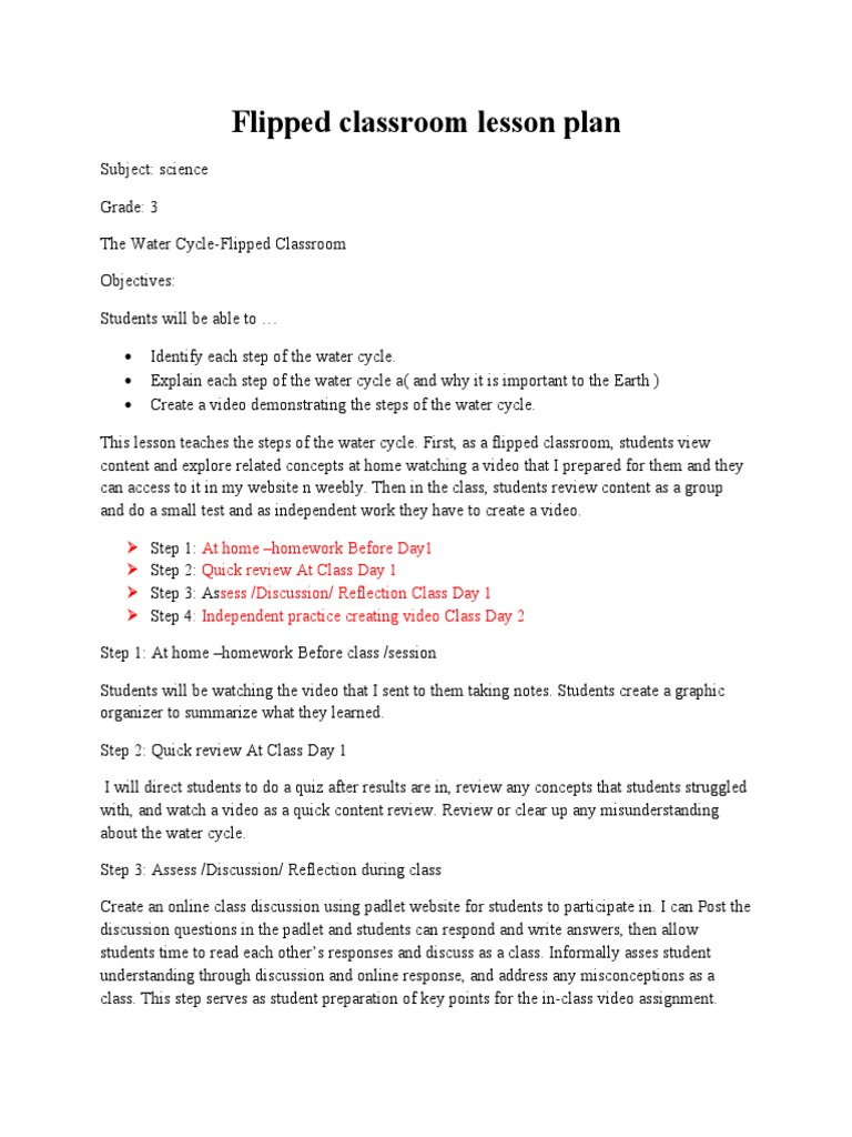 Flipped Classroom Lesson Plan W | PDF