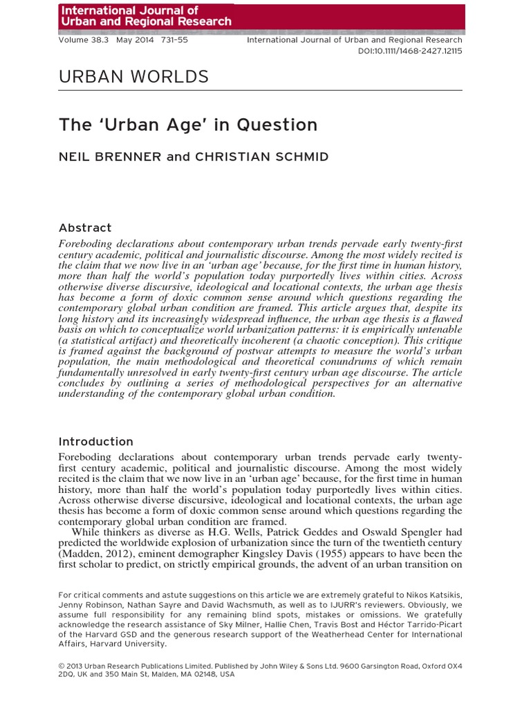 NEIL BRENNER and CHRISTIAN SCHMID - The Urban Age' in Question | PDF ...