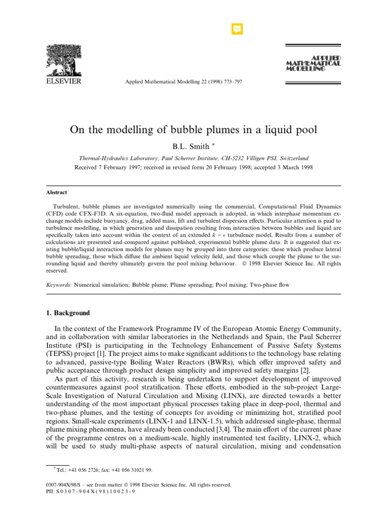 On The Modelling of Bubble Plumes in A Liquid Pool | PDF ...