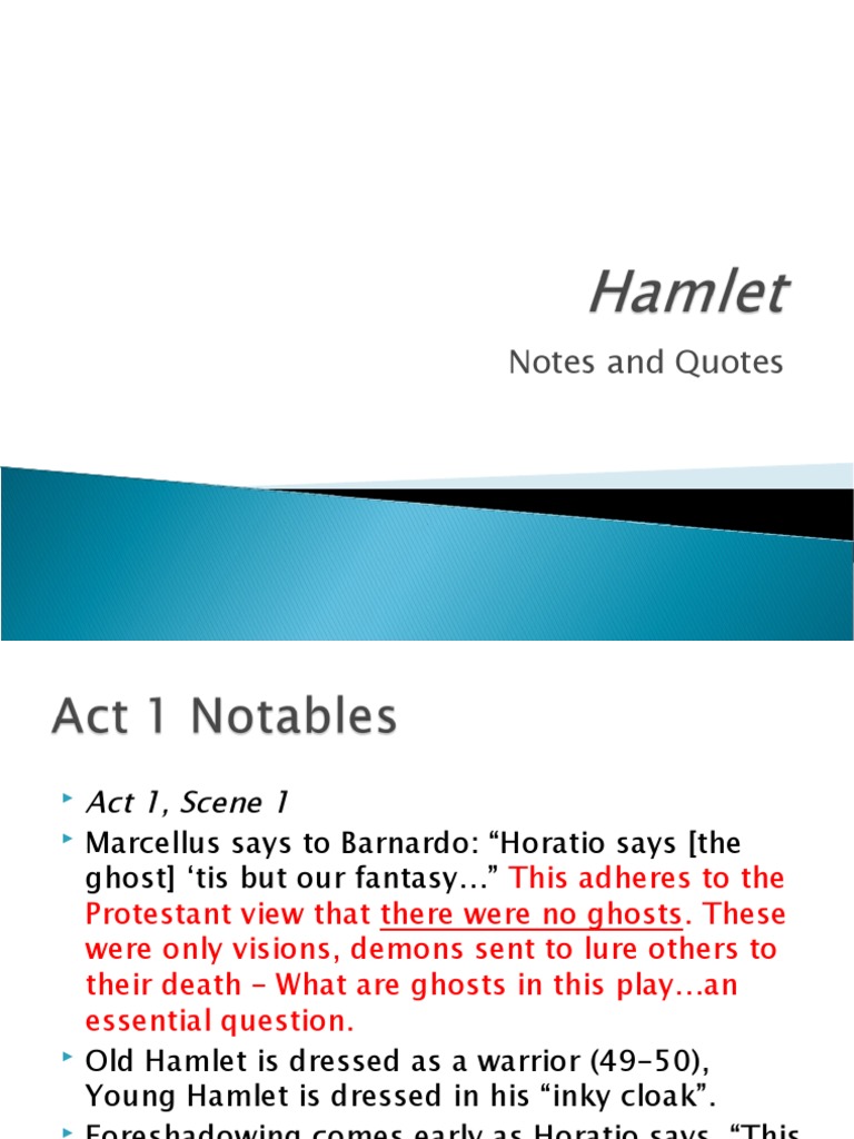 Hamlet Notes Part I | PDF | Hamlet | Plays Based On European Myths And ...