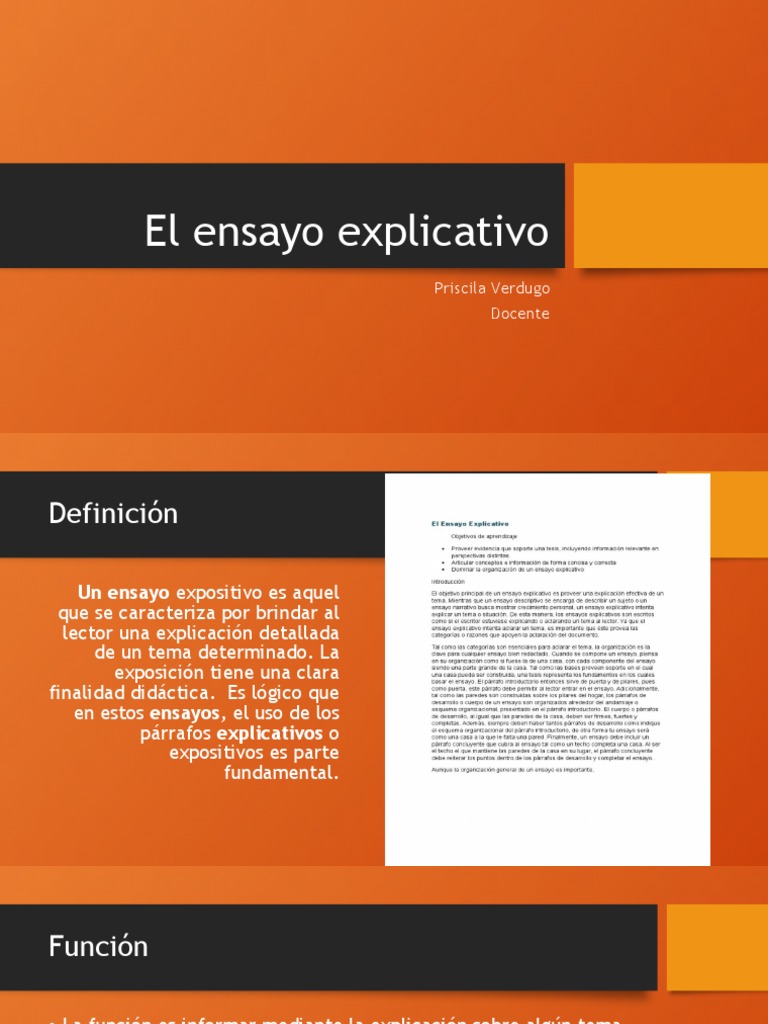 El Ensayo Explicativo: Priscila Verdugo Docente | PDF | Tierra | Ensayos