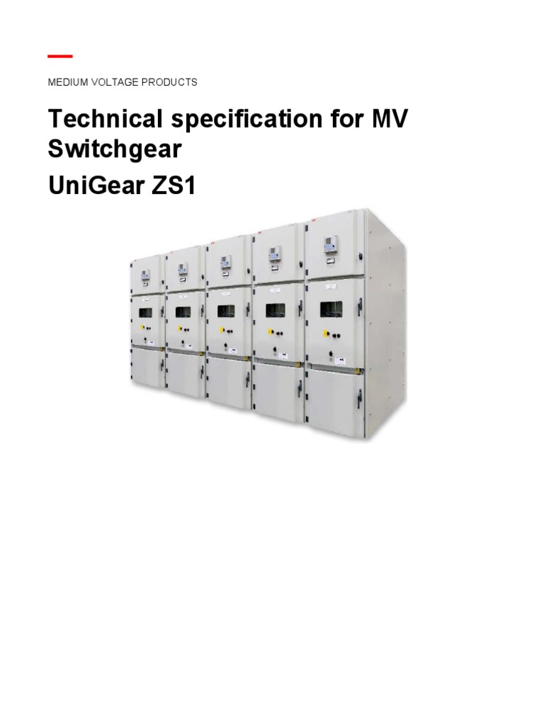 UniGear ZS1 Technical Specification | PDF | Switch | Electrical Substation
