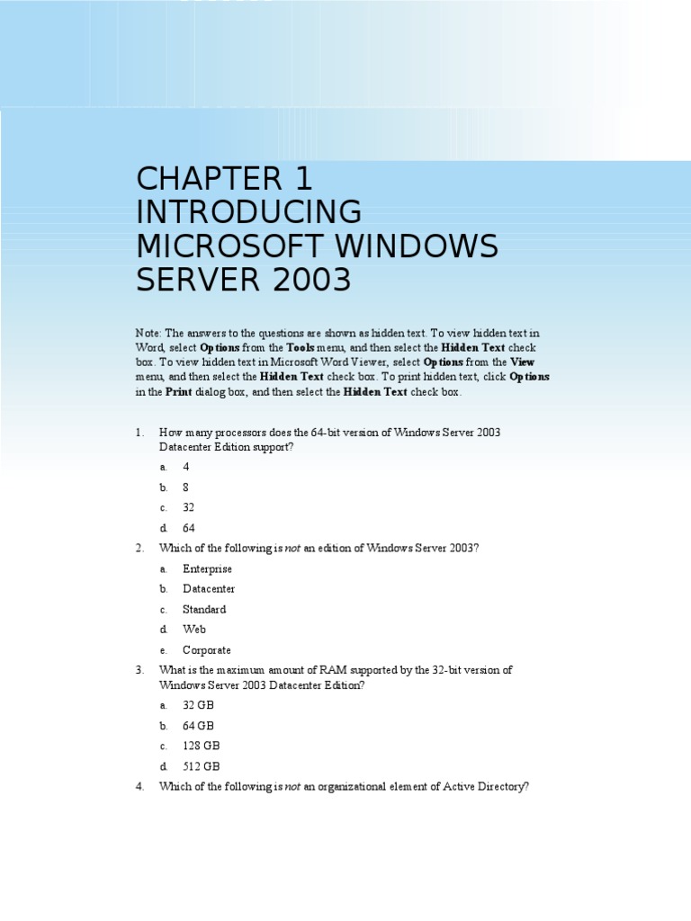 Windows Server 2003 Overview and Features | PDF | Windows Server 2003 | Backup