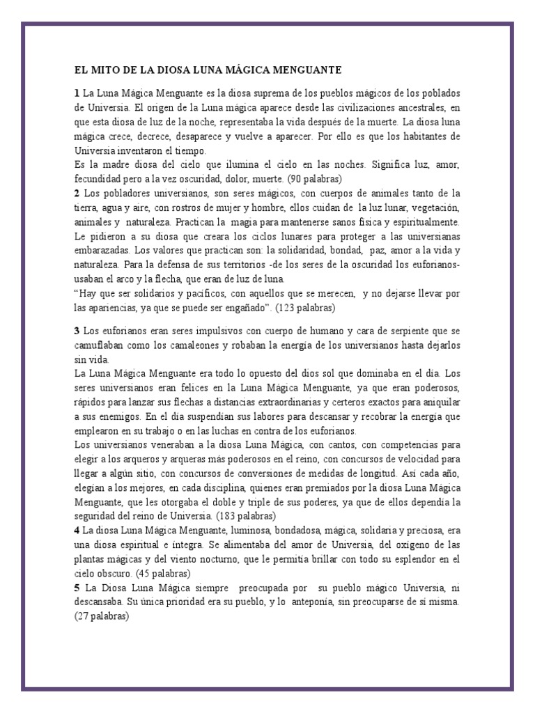 El Mito de La Diosa Luna Menguante | PDF | Luna | Amor