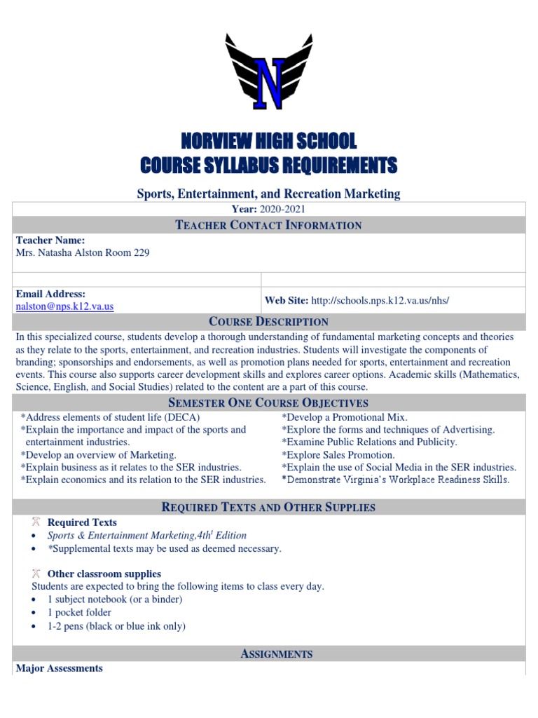 Sports Marketing Syllabus 2019 | PDF | Homework | Marketing
