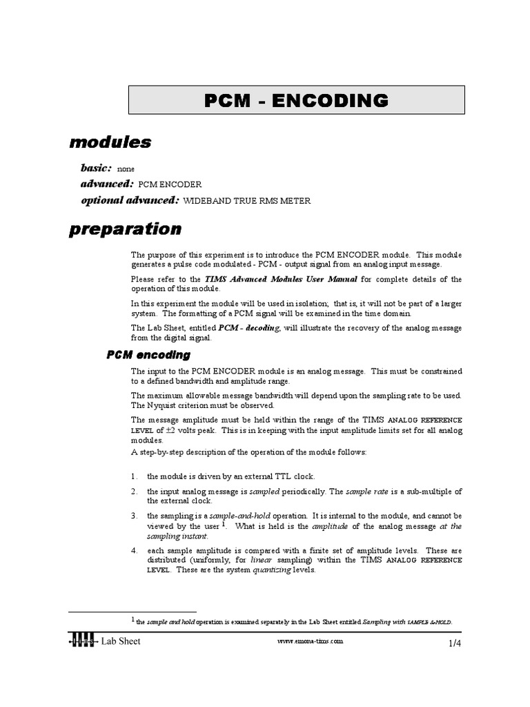 24 PCM Encoding | PDF | Data Compression | Amplitude
