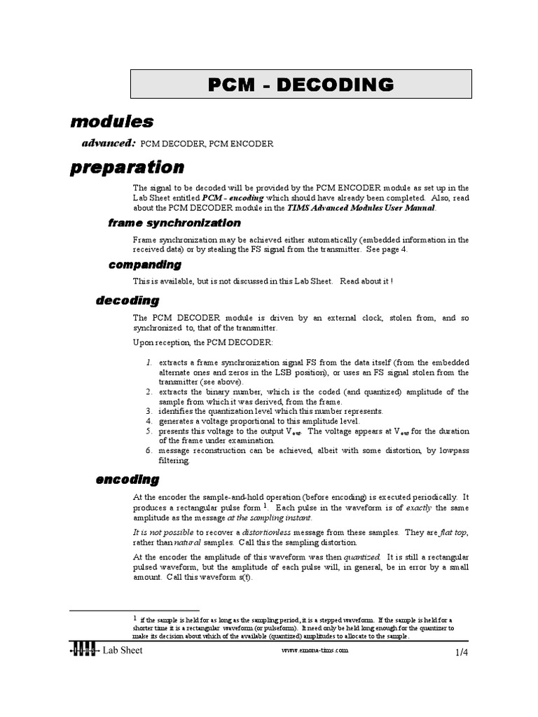PCM - Decoding PCM - Decoding PCM - Decoding PCM - Decoding | PDF | Sampling (Signal Processing ...
