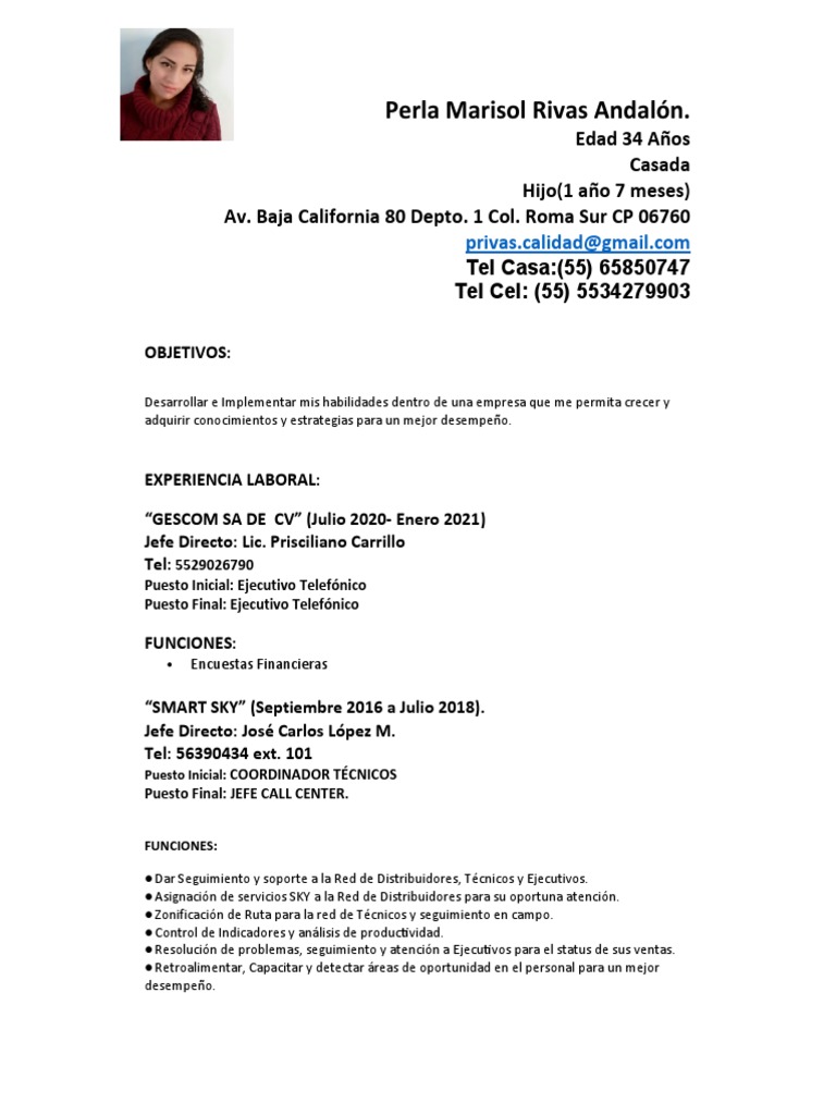 Perla Marisol Rivas Andalón | PDF | Centro de llamadas | Contabilidad y ...