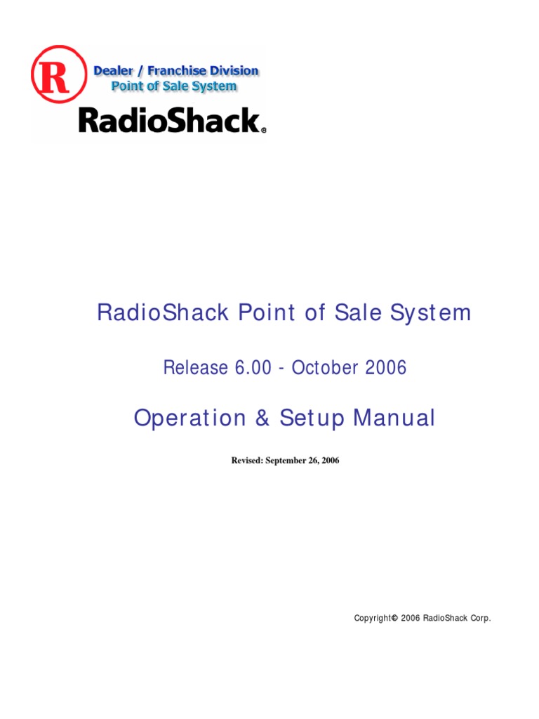 Radioshack Point of Sale System: Release 6.00 - October 2006 | PDF ...