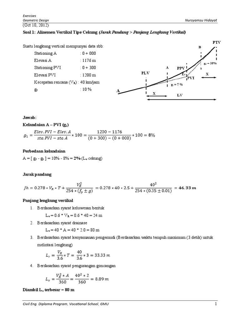 Contoh Soal Lengkung Vertikal Cekung | PDF