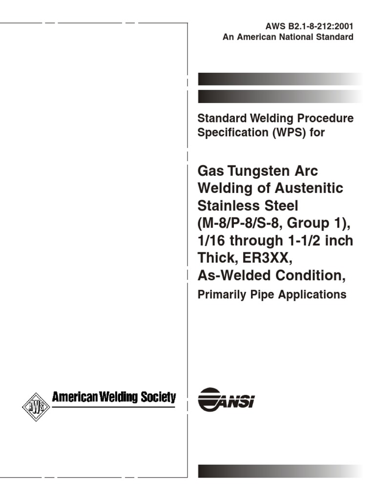 SWPS Aws B2.1-8-212-2001 | PDF | Welding | Construction