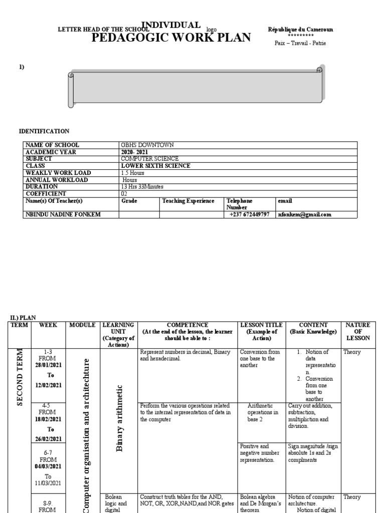 Digital Electronics Pedagogic Work Plan | PDF | Logic Gate | Boolean ...