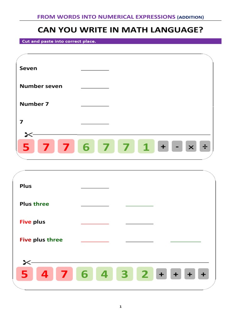 Can You Write in Math Language?: From Words Into Numerical Expressions ...