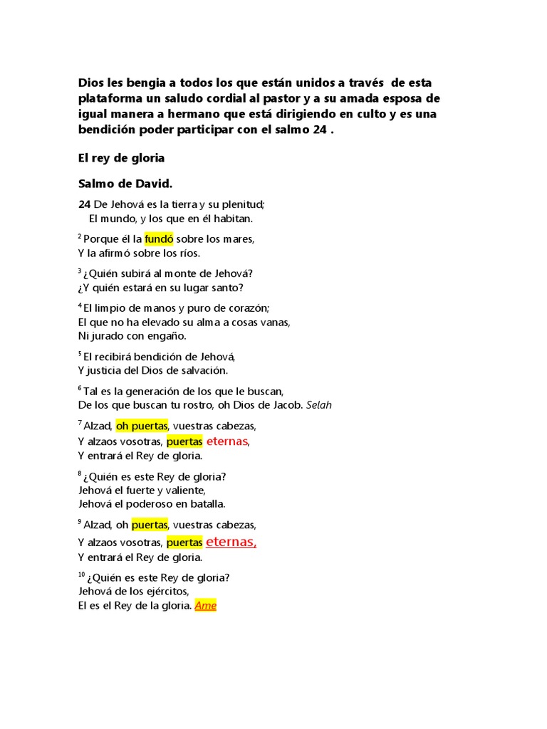El Rey de Gloria Salmo 24 | PDF