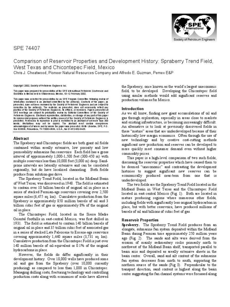 SPE-74407-MS Comparison of Reservoir Properties and Development History ...