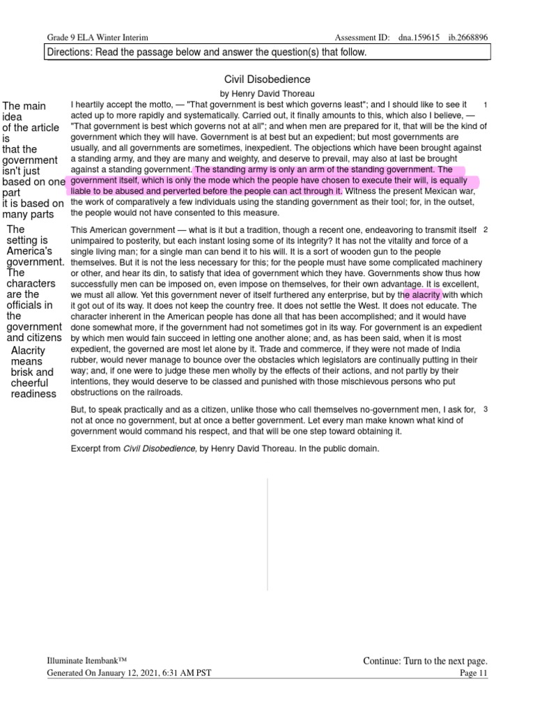 Directions: Read The Passage Below and Answer The Question(s) That ...