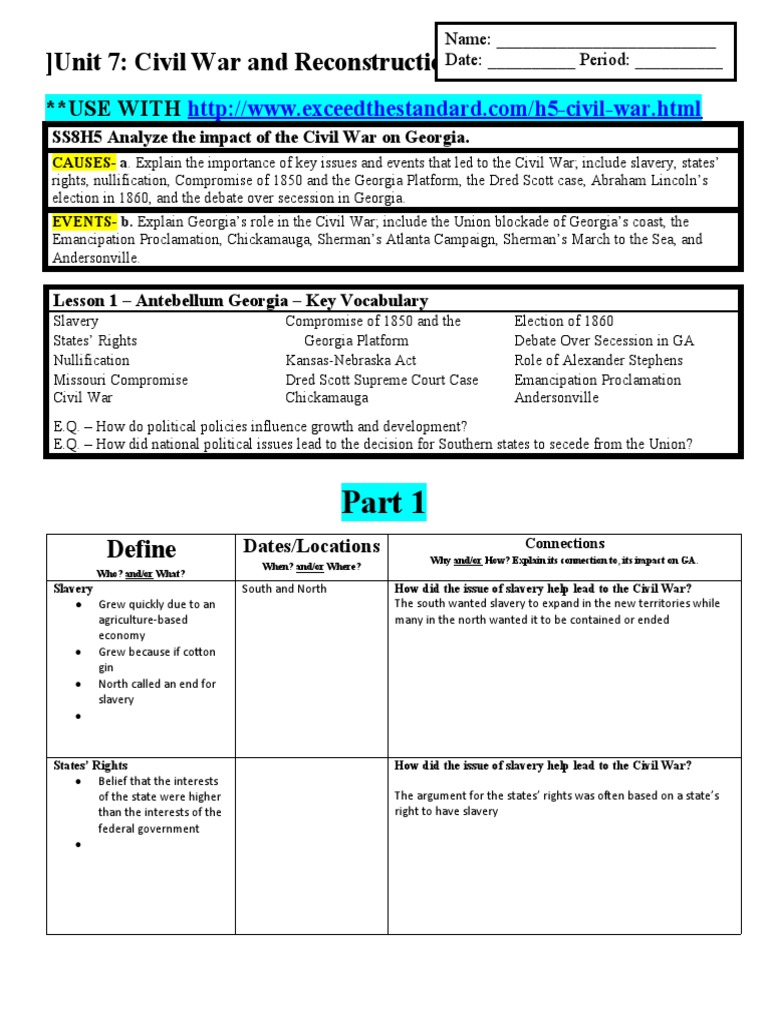 Georgia Platform and Civil War Causes | PDF | American Civil War ...