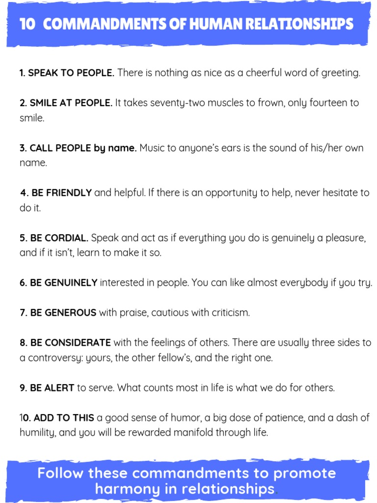 10 Human Relationship Commandments | PDF | Metaphysics Of Mind | Emotions