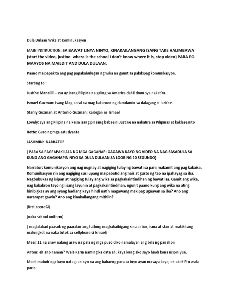 Dula Dulaan Wika at Kominukasyon | PDF