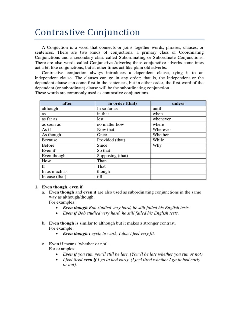 Contrastive Conjunction: After in Order (That) Unless | Download Free ...
