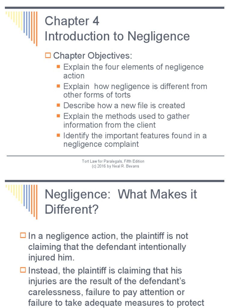 Introduction To Negligence: Chapter Objectives | PDF | Negligence | Tort