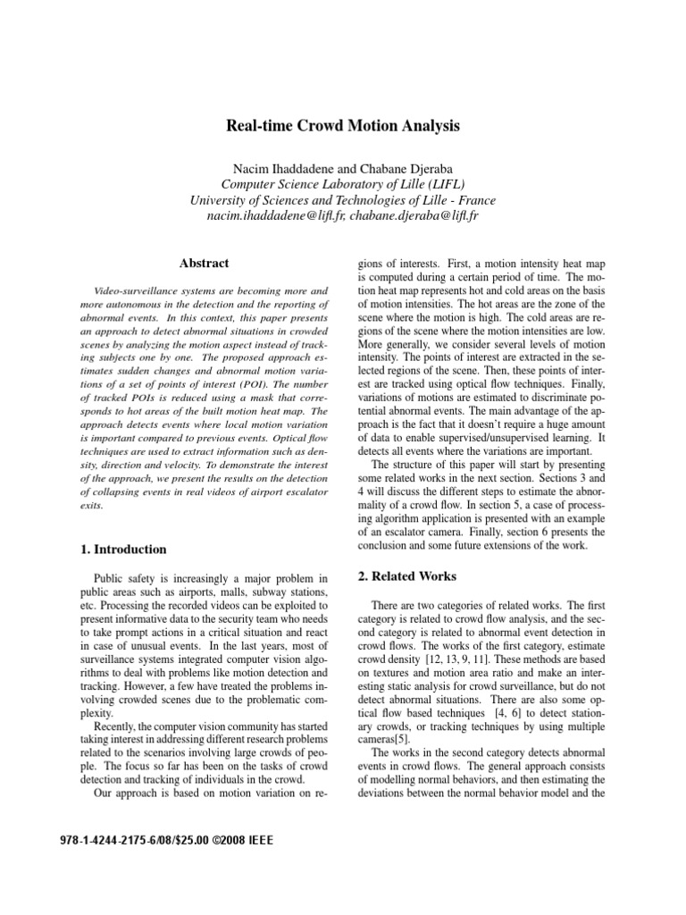 Real-Time Crowd Motion Analysis - 2008 | PDF | Computer Vision | Variance