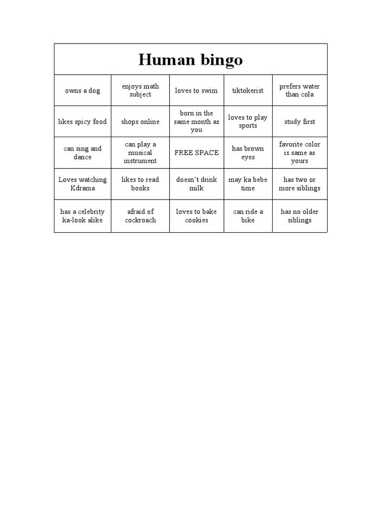 Human Bingo | PDF