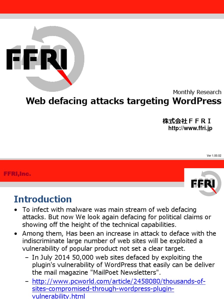 Web Defacing Attacks Targeting WordPress | PDF | Word Press | Denial Of ...