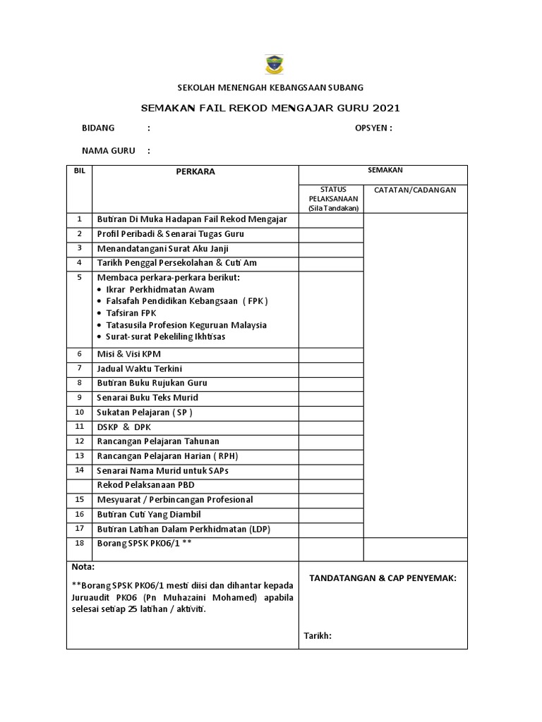 Semakan Fail RPH 2021 | PDF