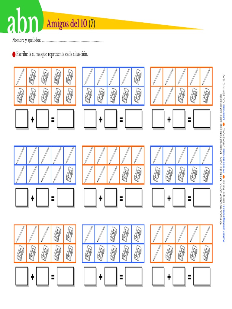 Método Abn Amigos Del 10 Ficha 7 | PDF