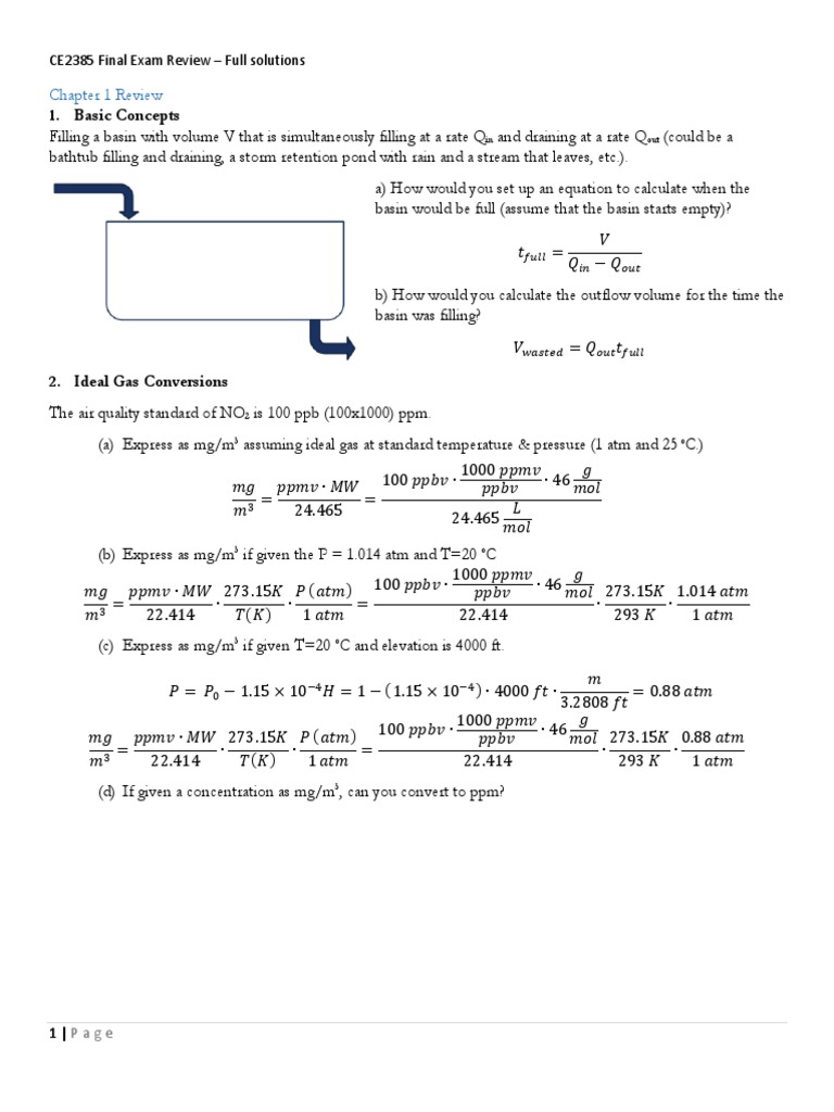Environmental Engineering Practice Problems | PDF | Ammonia | Methane