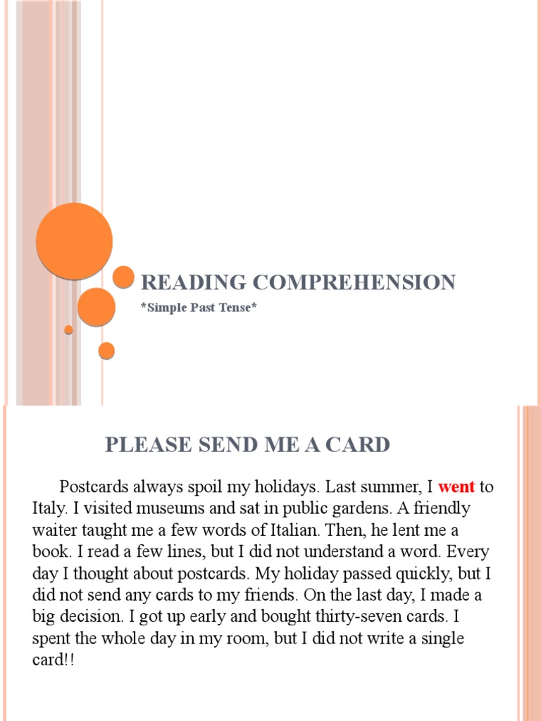 Reading Comprehension: Simple Past Tense | PDF