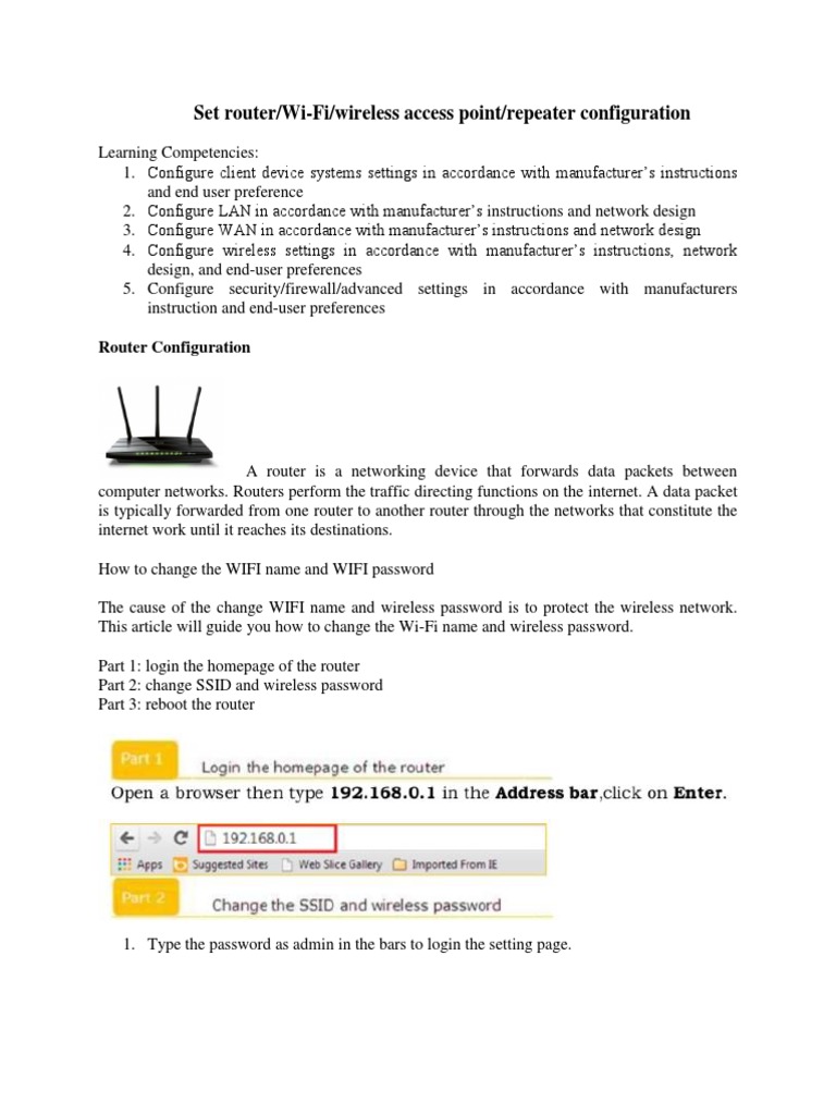 Set router/Wi-Fi/wireless Access Point/repeater Configuration | PDF ...