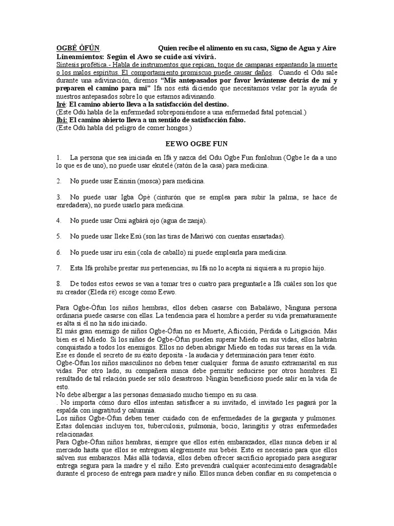 16-Ogbè Òfún | PDF | Mujer | Religión y creencia