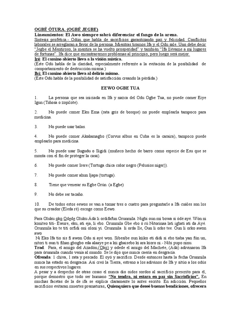 13-Ogbè Òtura | PDF | Religión y creencia