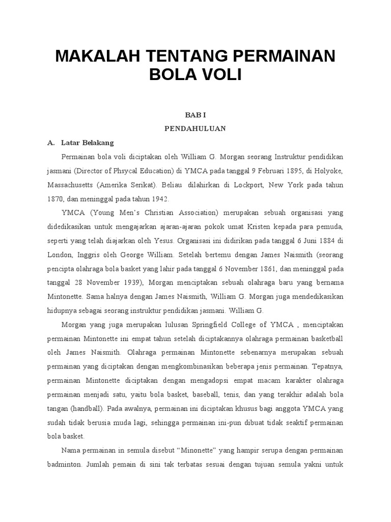 Makalah Tentang Permainan Bola Voli | PDF