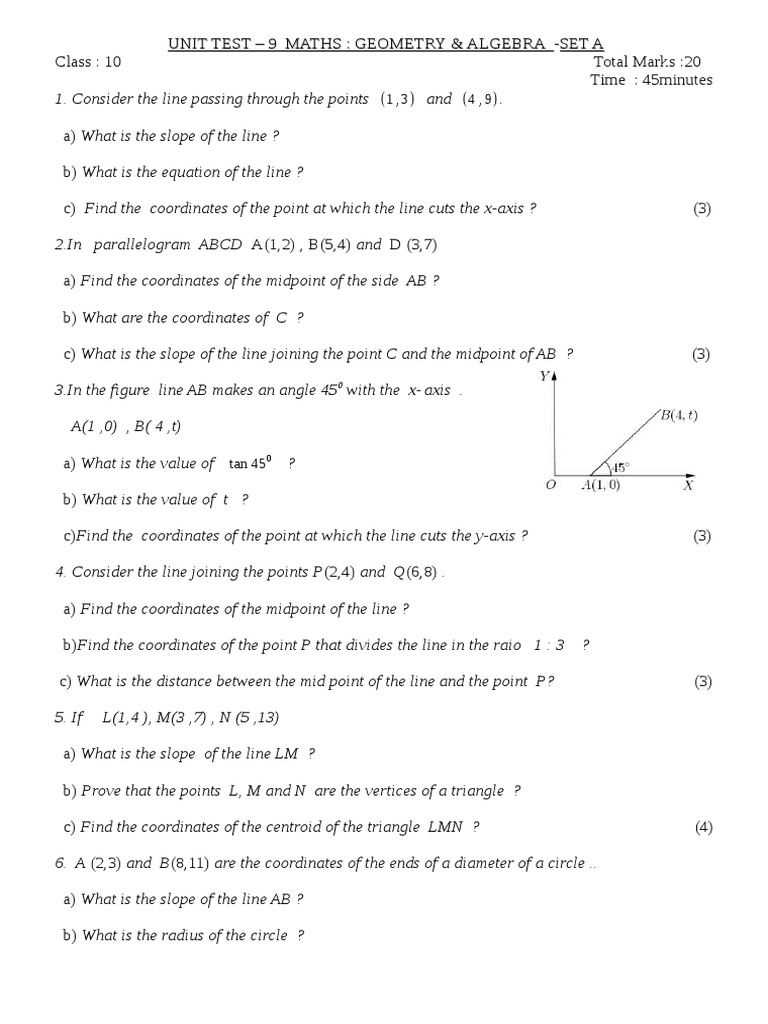 SSLC - Chapter - 9 GEOMETRY AND ALGEBRA | PDF | Circle | Cartesian ...