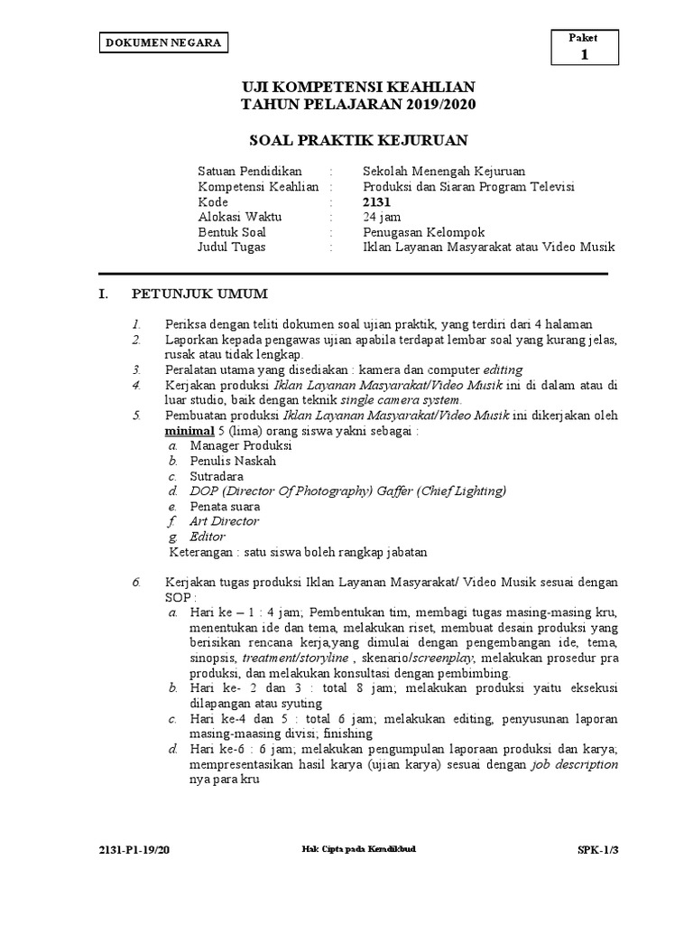 2131-P1-SPK-Produksi Dan Siaran Program Televisi-K13rev | PDF