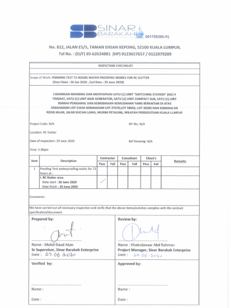 Ponding Test RC Gutter | PDF