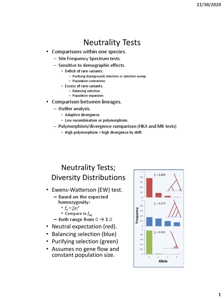 Neutrality Tests Diversity Distributions | PDF | Natural Selection ...