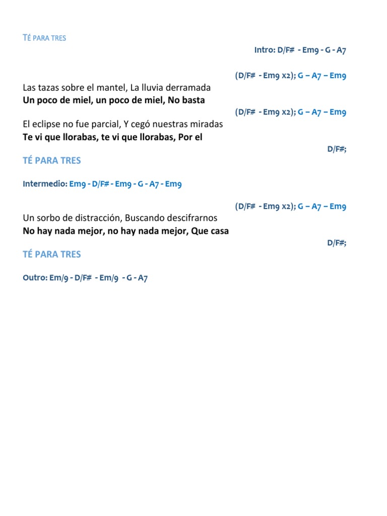 Canciones en 3/4: Té para Tres | PDF